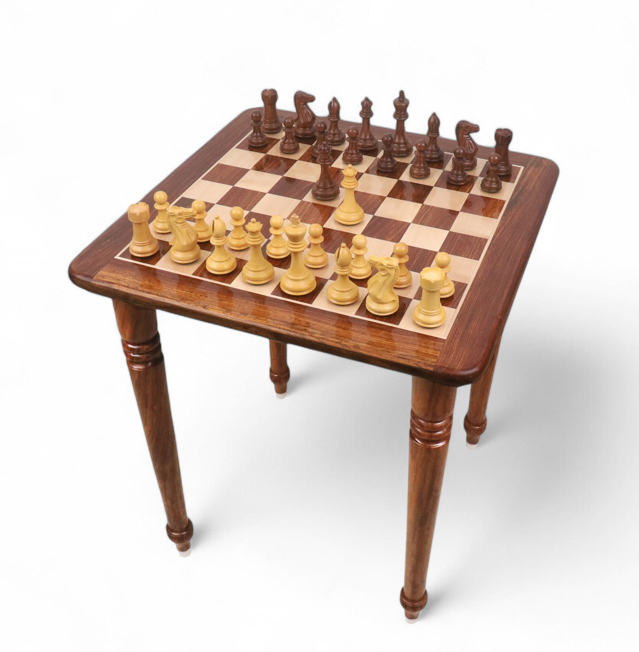 Combo of 22" Tournament Golden Rosewood Chess Board Table - 25" Height