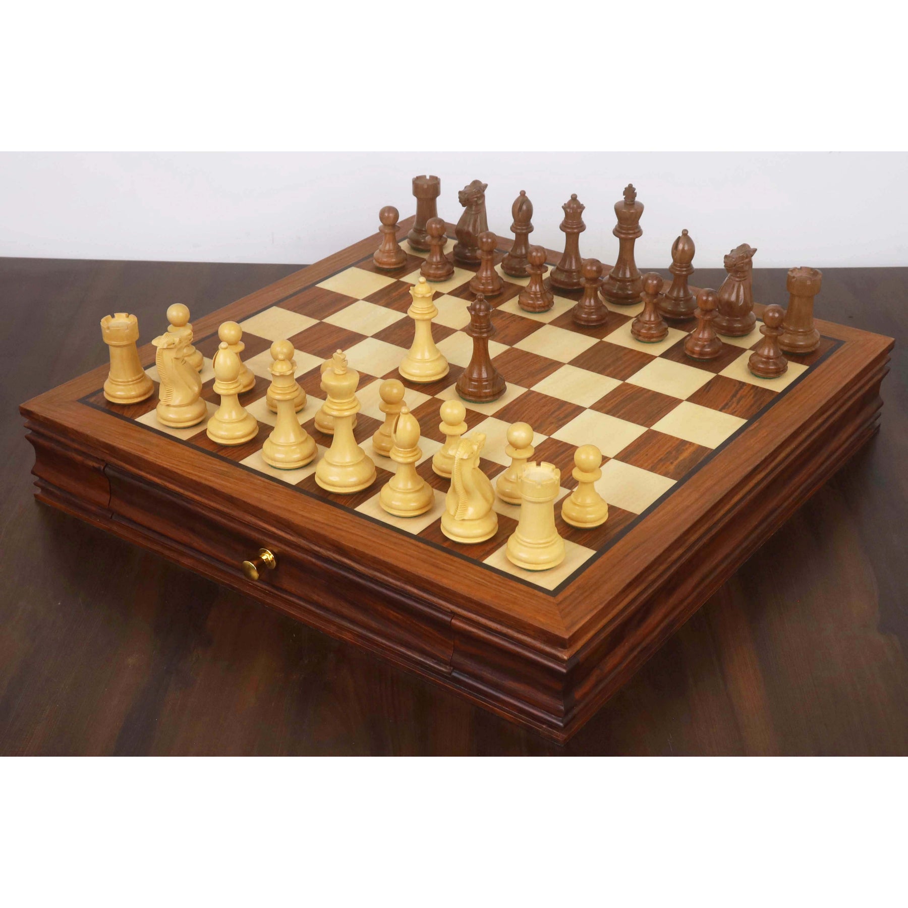Combo of 20” Legacy Golden Rosewood Chess Board with 4.1" Staunton Che