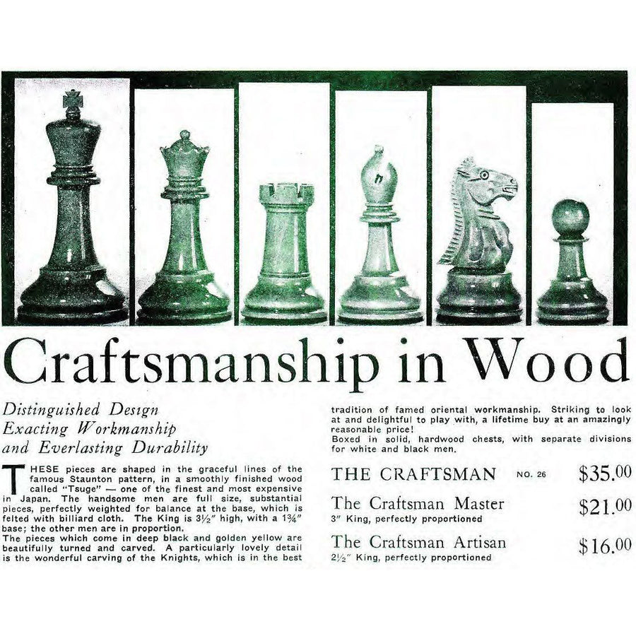 3.6" Golden Castle Craftsman Chess Pieces – Boxwood Antiqued