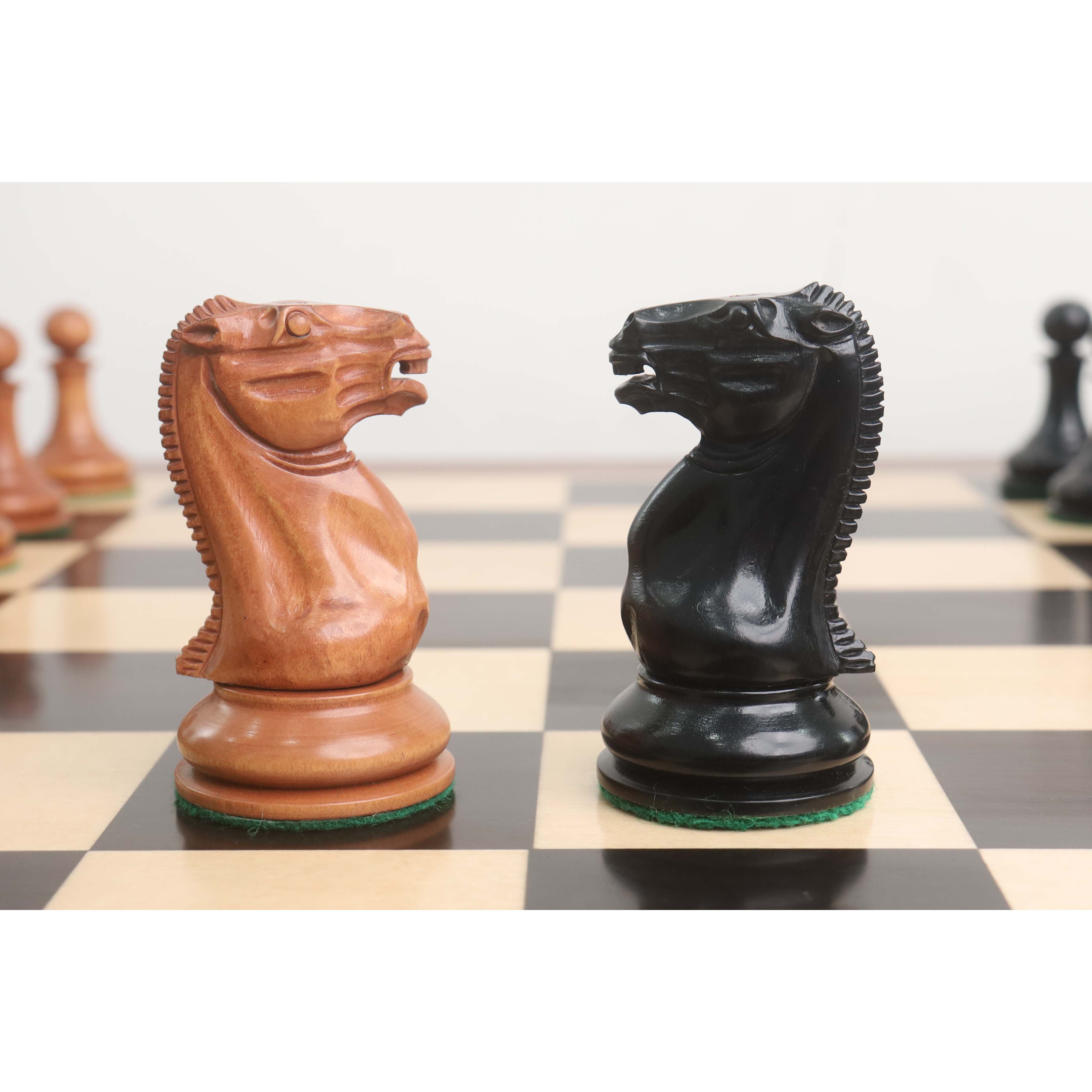 Combo of 1849 Cooke Type Staunton Chess Set - Pieces in Ebony Wood & A