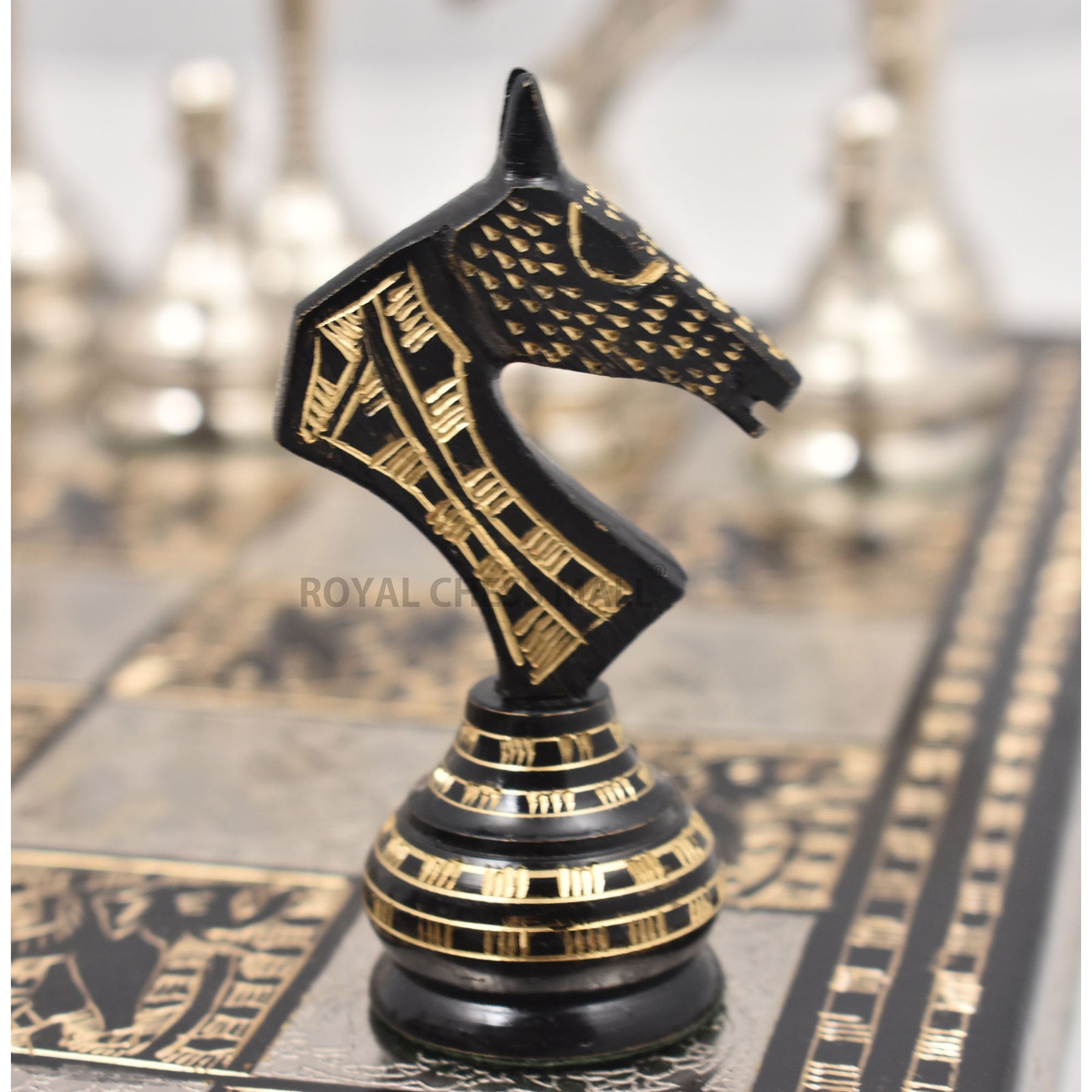 Soviet Inspired Brass Metal Luxury Chess Pieces & Board Set