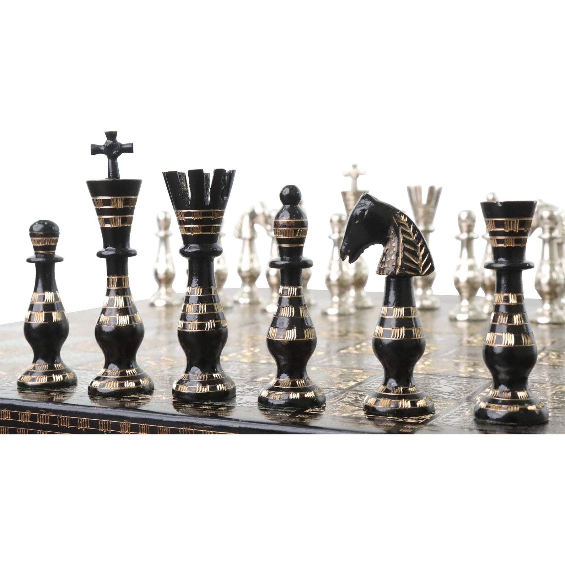 Sovereign Series Brass Metal Luxury Chess Pieces & Board Set