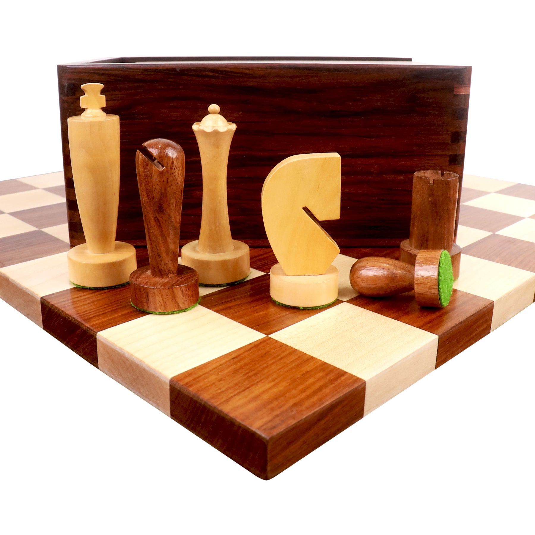 3.9" Minimalist Berliner Combo Chess set - Chess pieces with Board & Box
