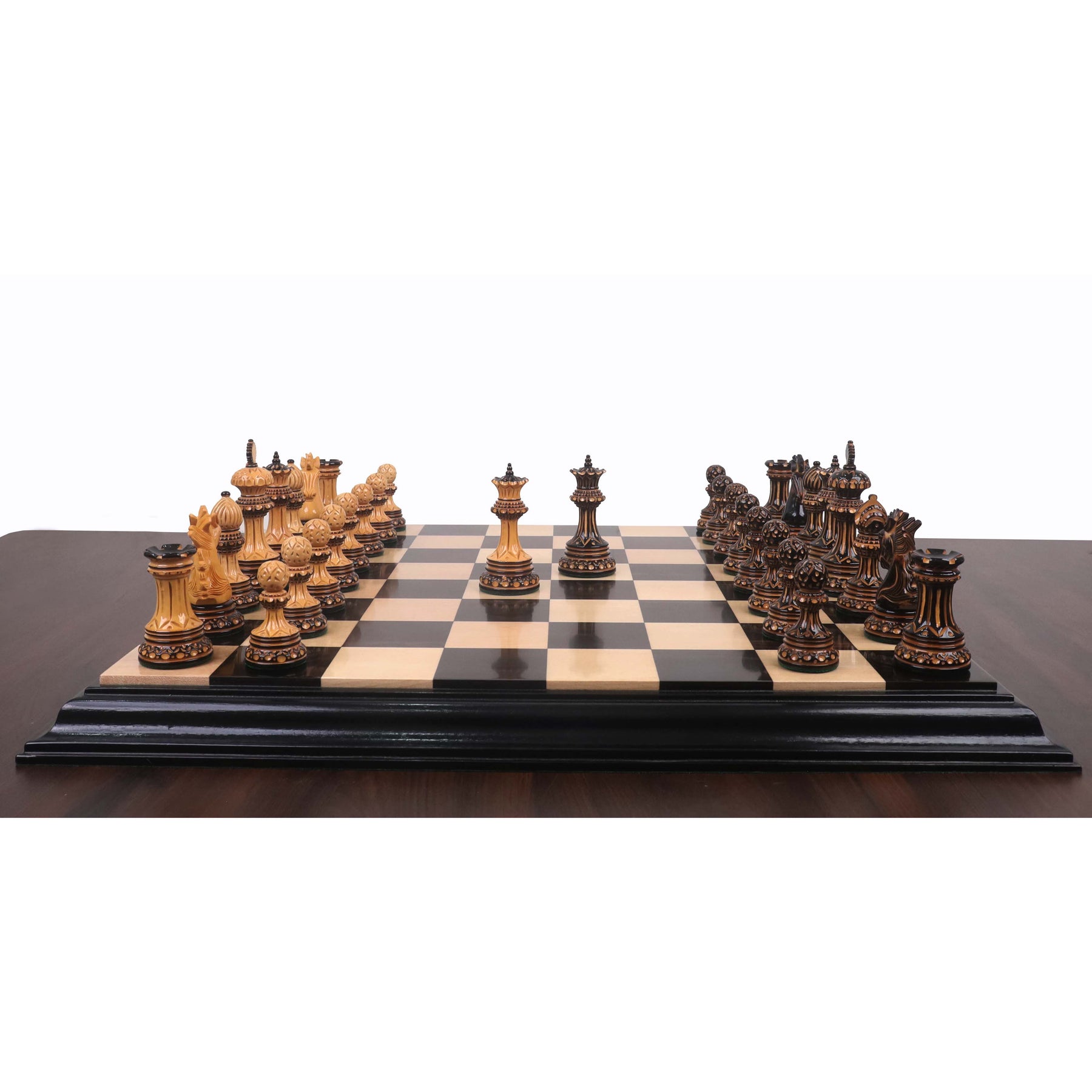 Alexandria Luxury Staunton Burnt Carving Chess Set- Chess Pieces Only