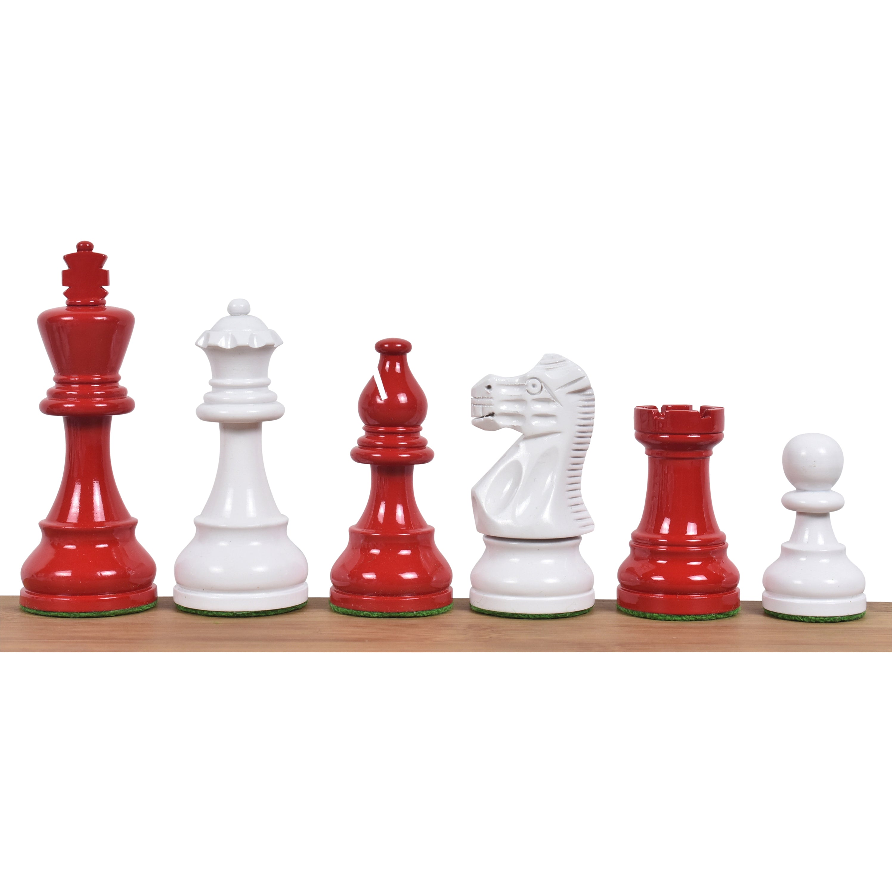Slightly Imperfect 3.8" Red & Ivory White Painted Staunton Chess Set