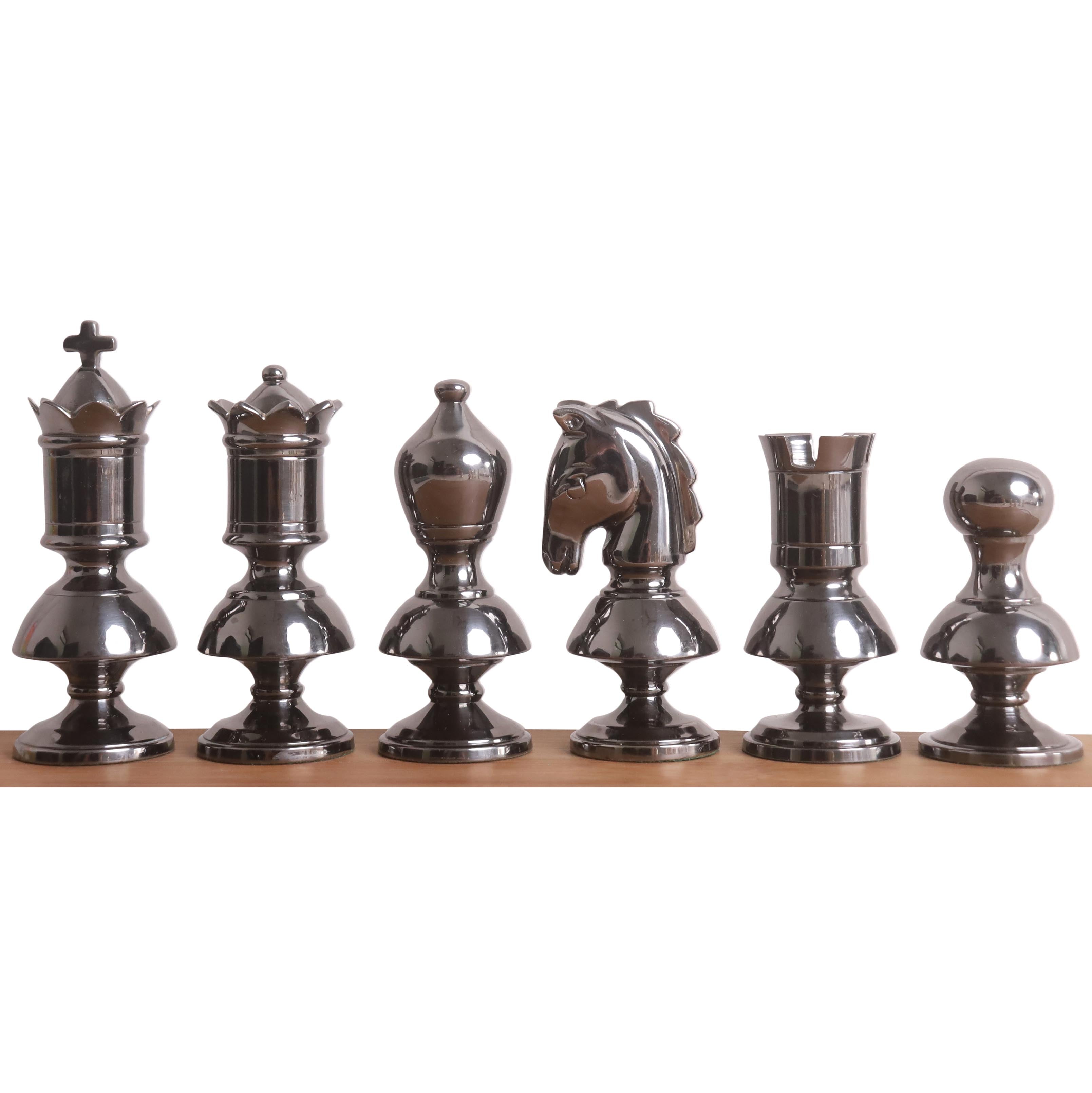 3.4" Victorian Series Brass Metal Luxury Chess Set - Pieces Only- Meta