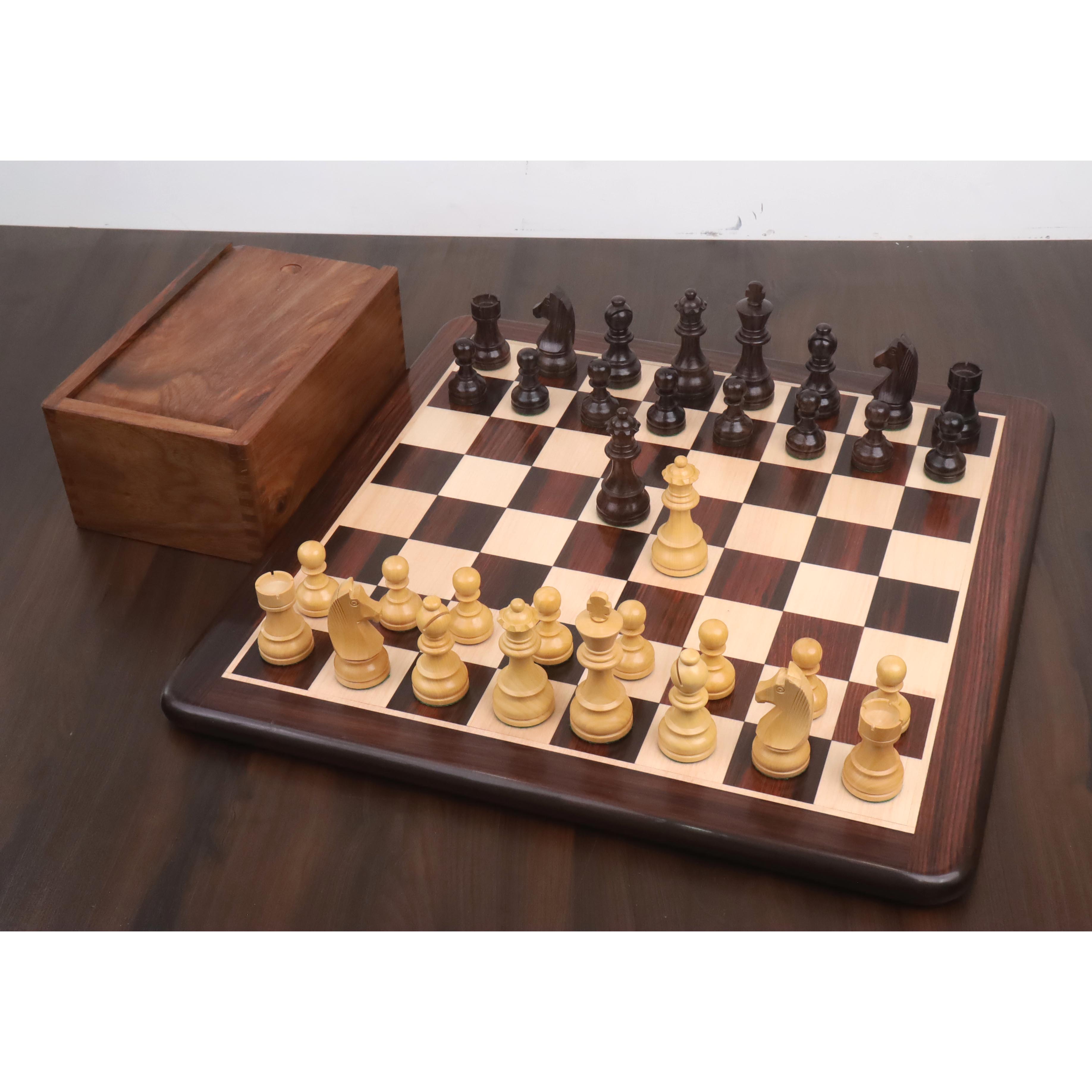 3.9" Tournament Chess Set- Chess Pieces Only - Rosewood with Extra Que