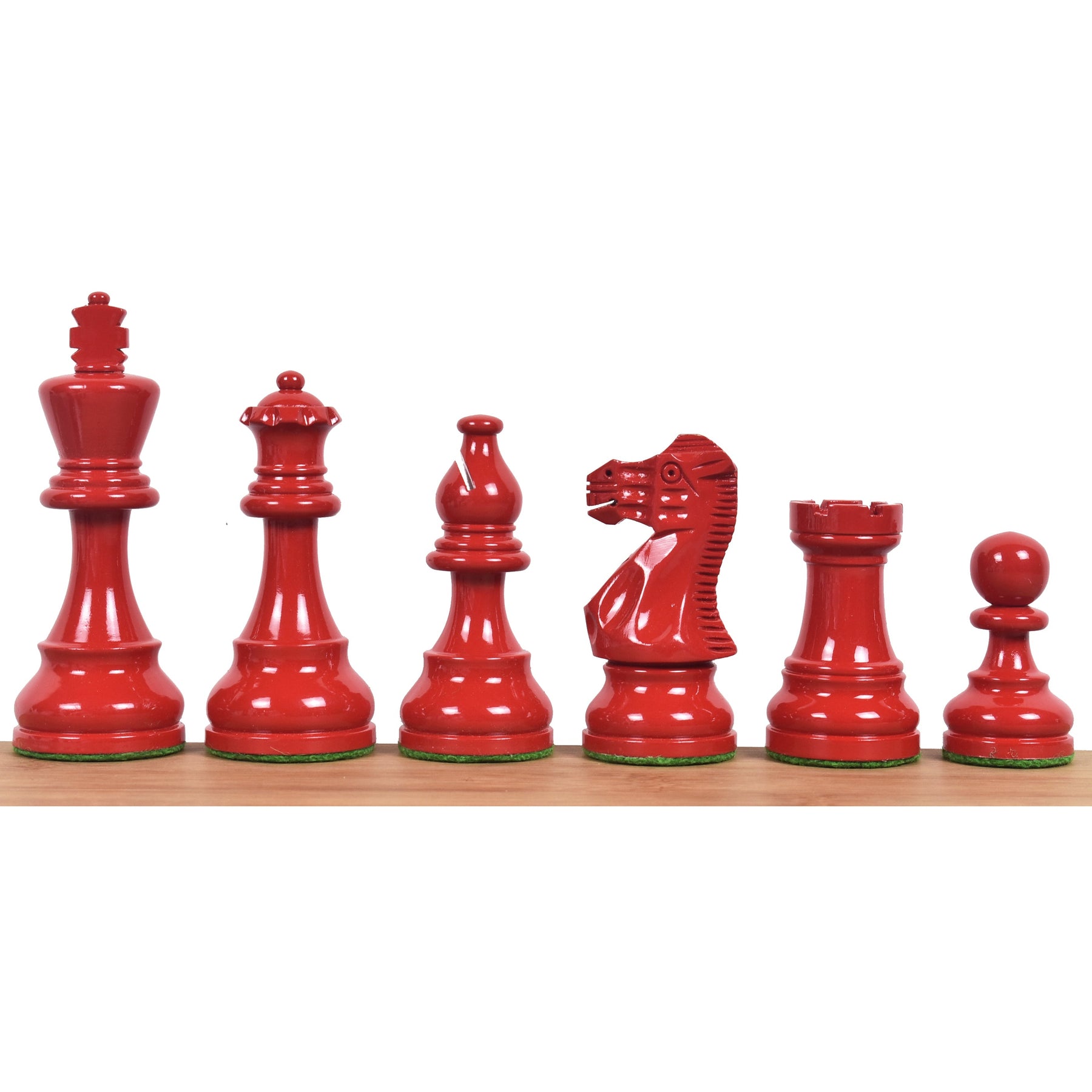 Slightly Imperfect 3.8" Red & Black Painted Chess Set- Chess Pieces On