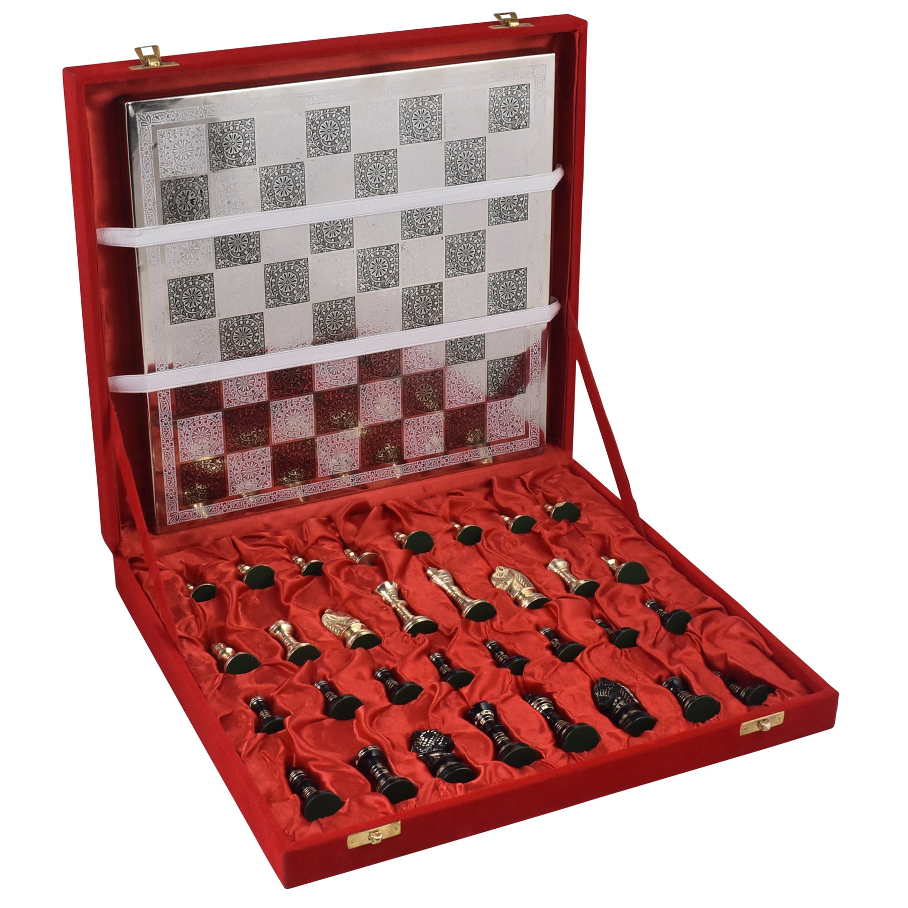 Staunton Inspired Brass Metal Luxury Chess Set with 12" Board