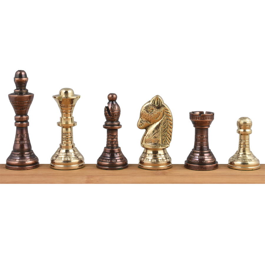 Staunton Inspired Brass Metal Luxury Chess Set with 12" Board
