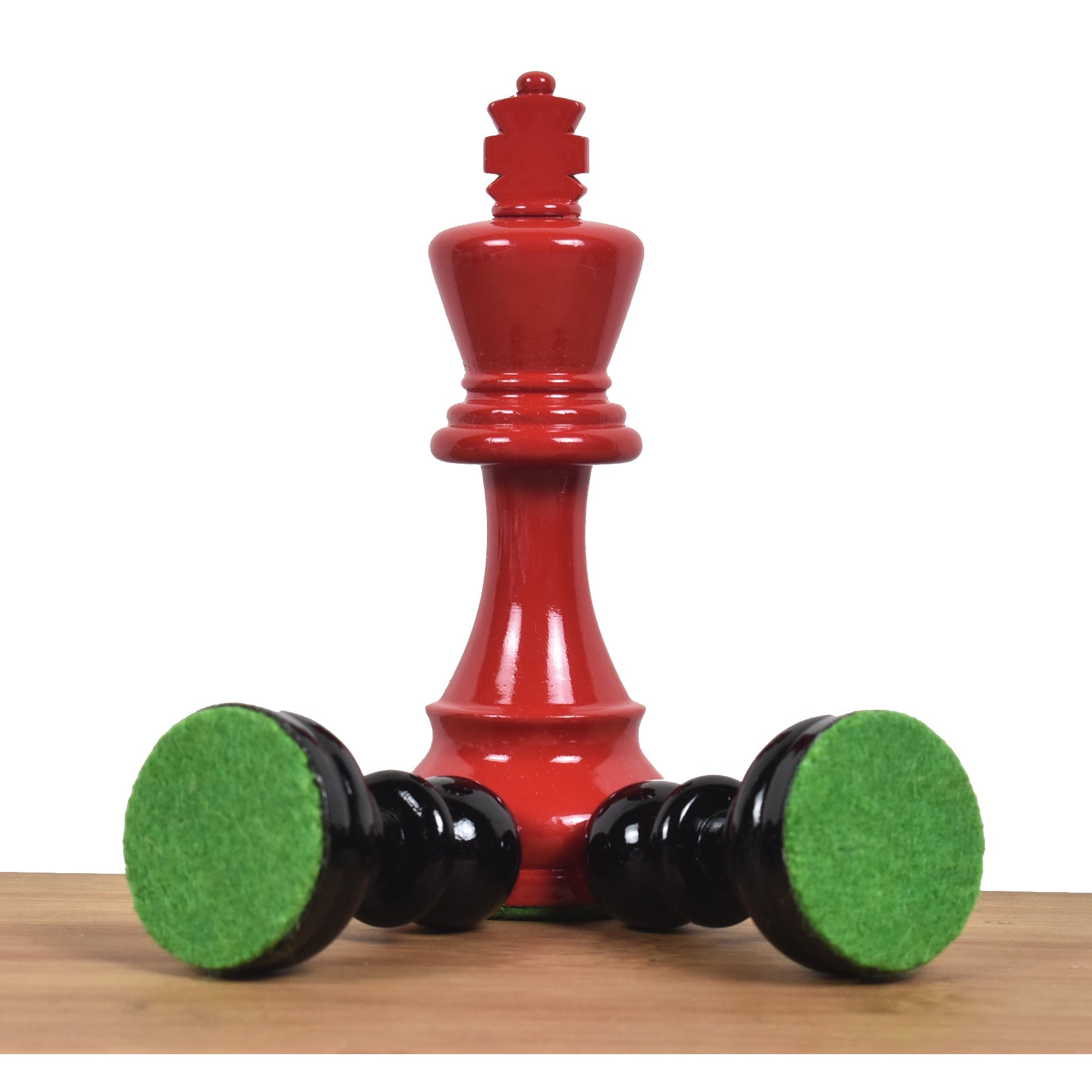 Slightly Imperfect 3.8" Red & Black Painted Chess Set- Chess Pieces On