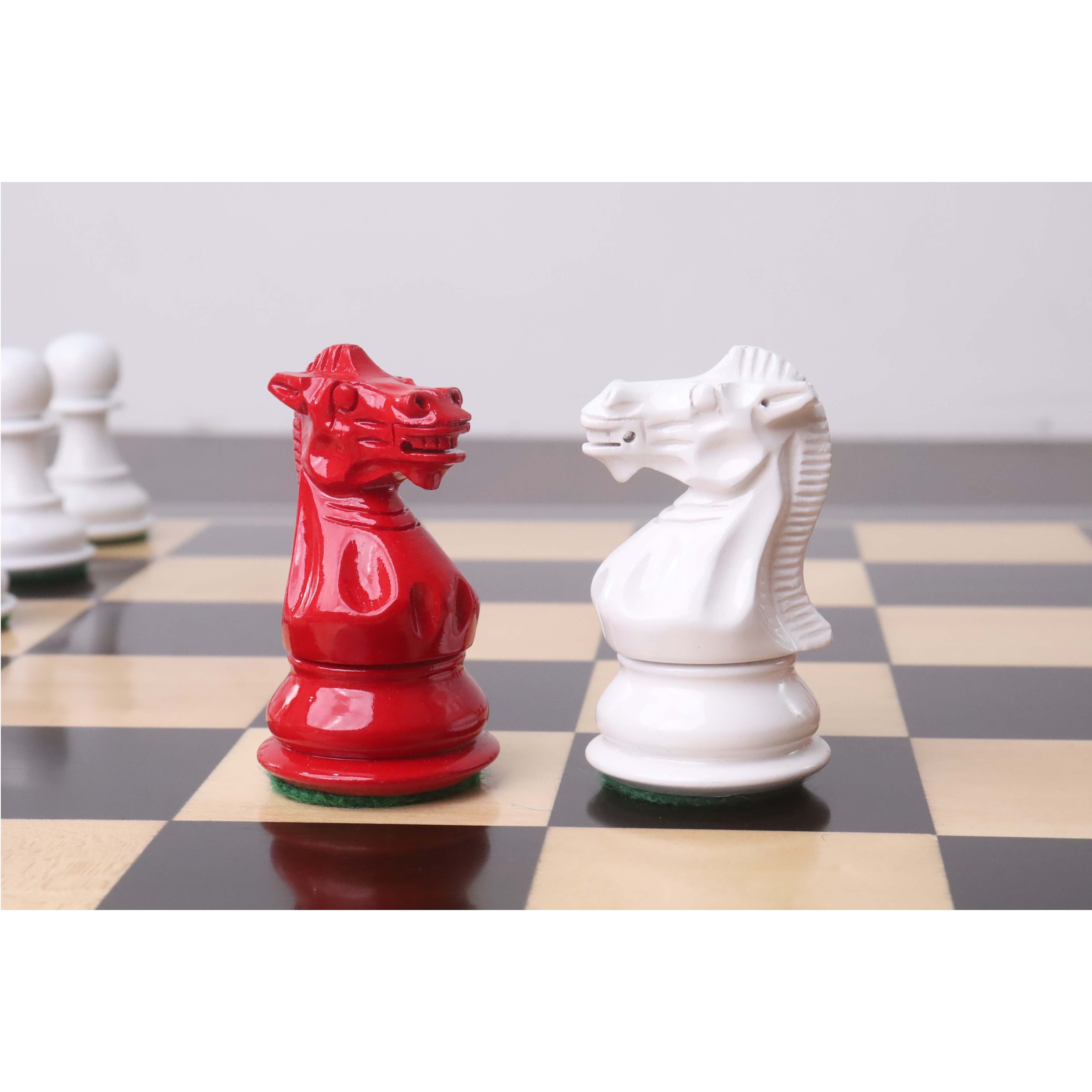 Slightly Imperfect 3" Pro Staunton Red & White Painted Wooden Chess Se