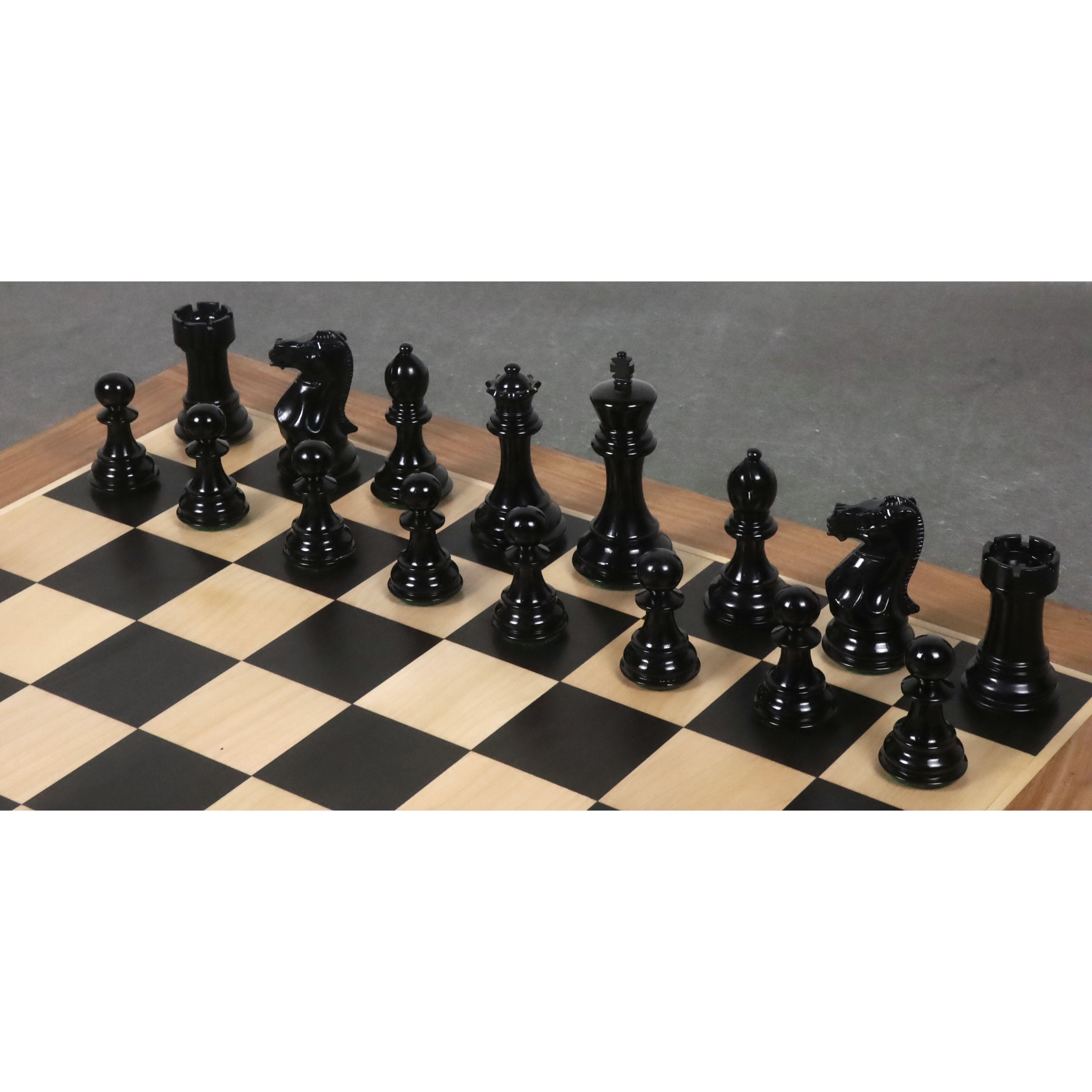 4.1" Pro Staunton Black & White Lacquered Wooden Chess Pieces