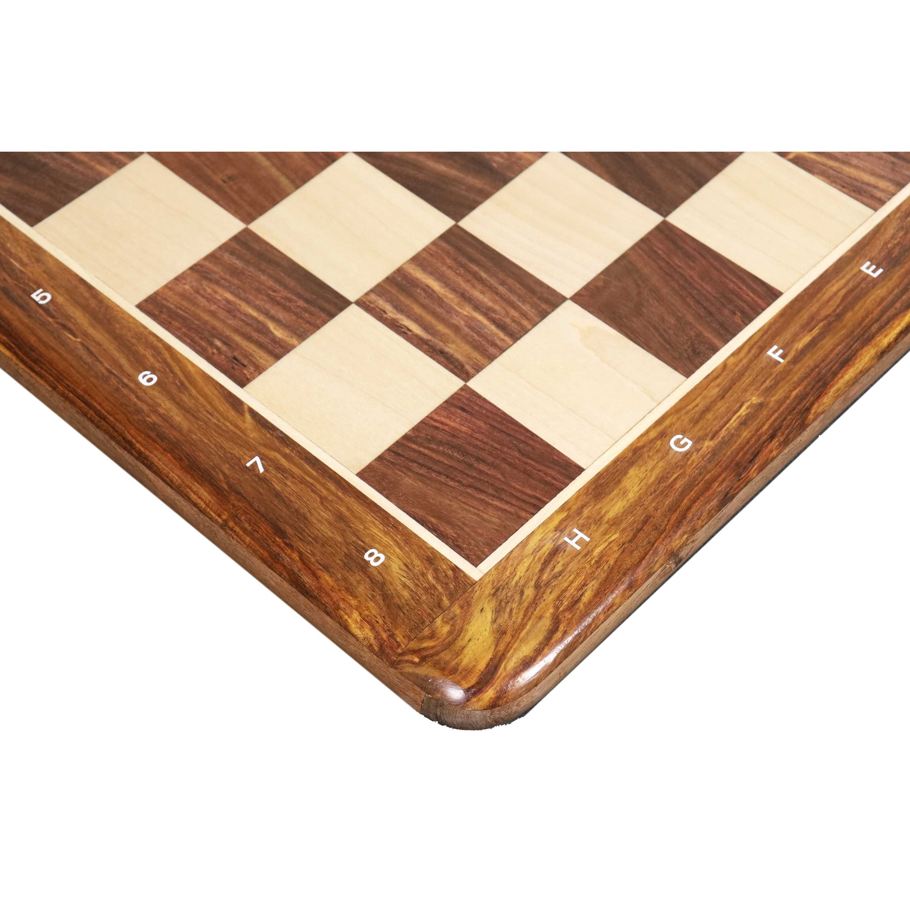 21" Large Chess board - Golden Rosewood & Maple - Algebraic Notations