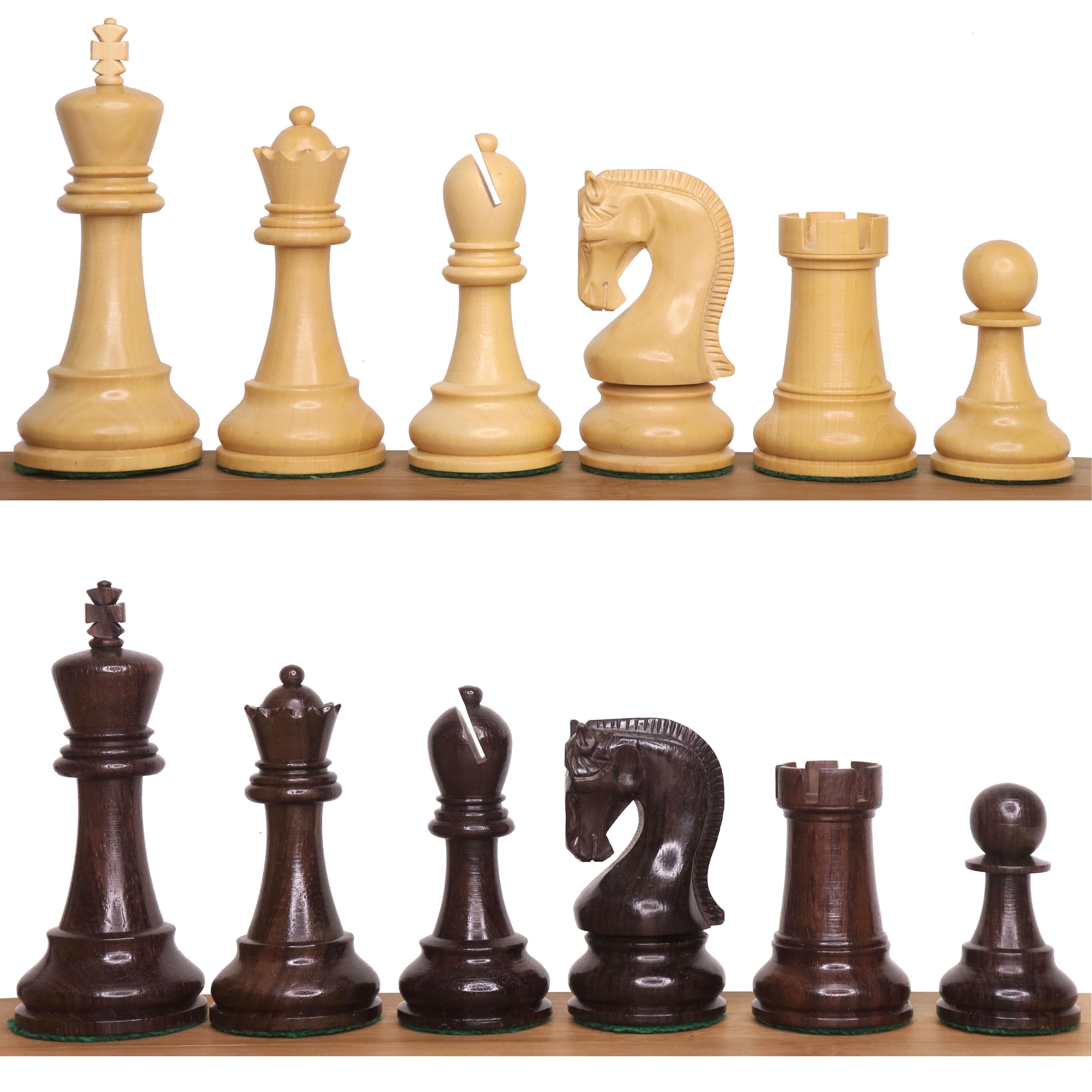 Leningrad Staunton Rosewood & Boxwood Chess Pieces with 4" King