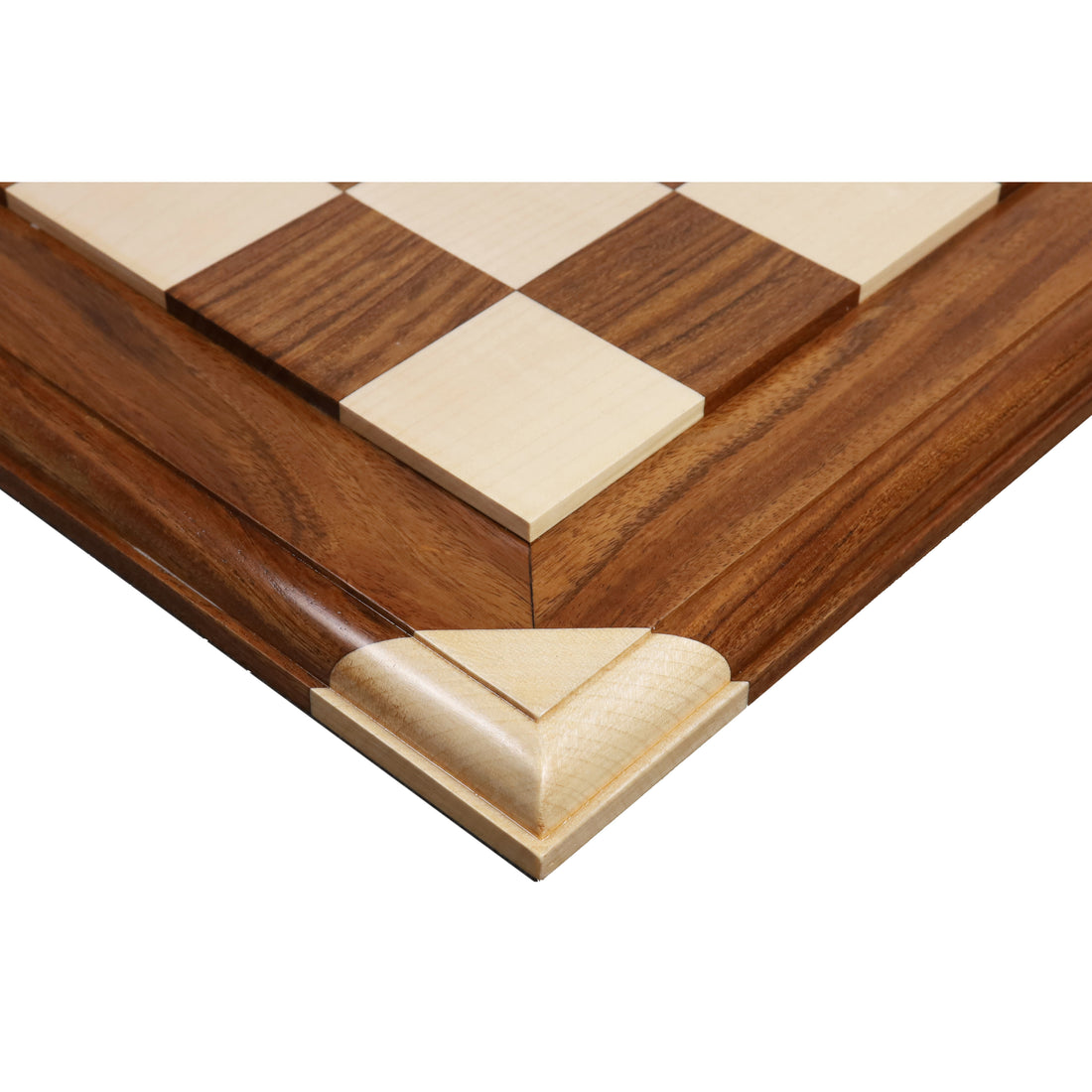 21" Golden Rosewood & Maple Wood Luxury Chessboard - Carved Border