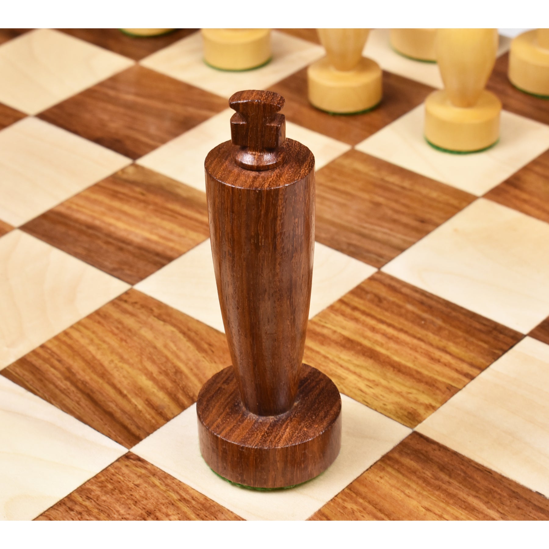 3.9″ Berliner Modern Weighted Golden Rosewood Chess Pieces