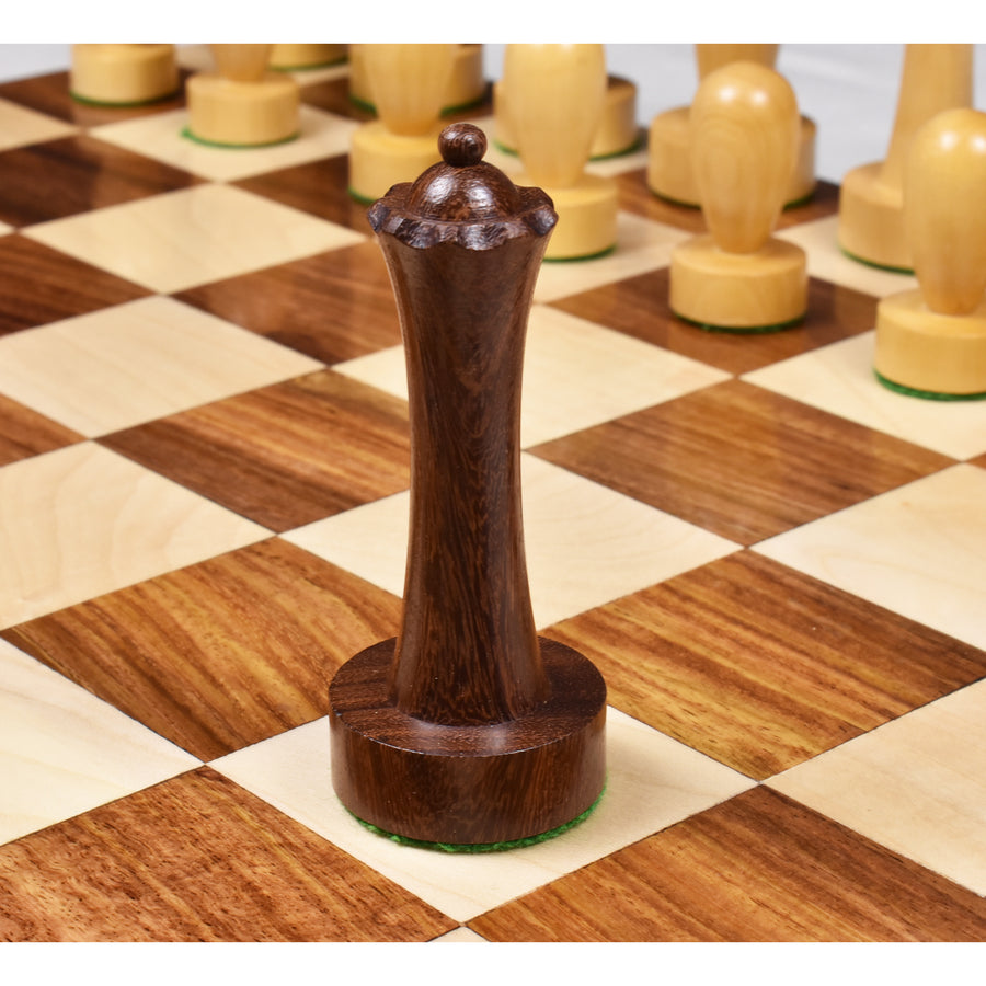 3.9″ Berliner Modern Weighted Golden Rosewood Chess Pieces