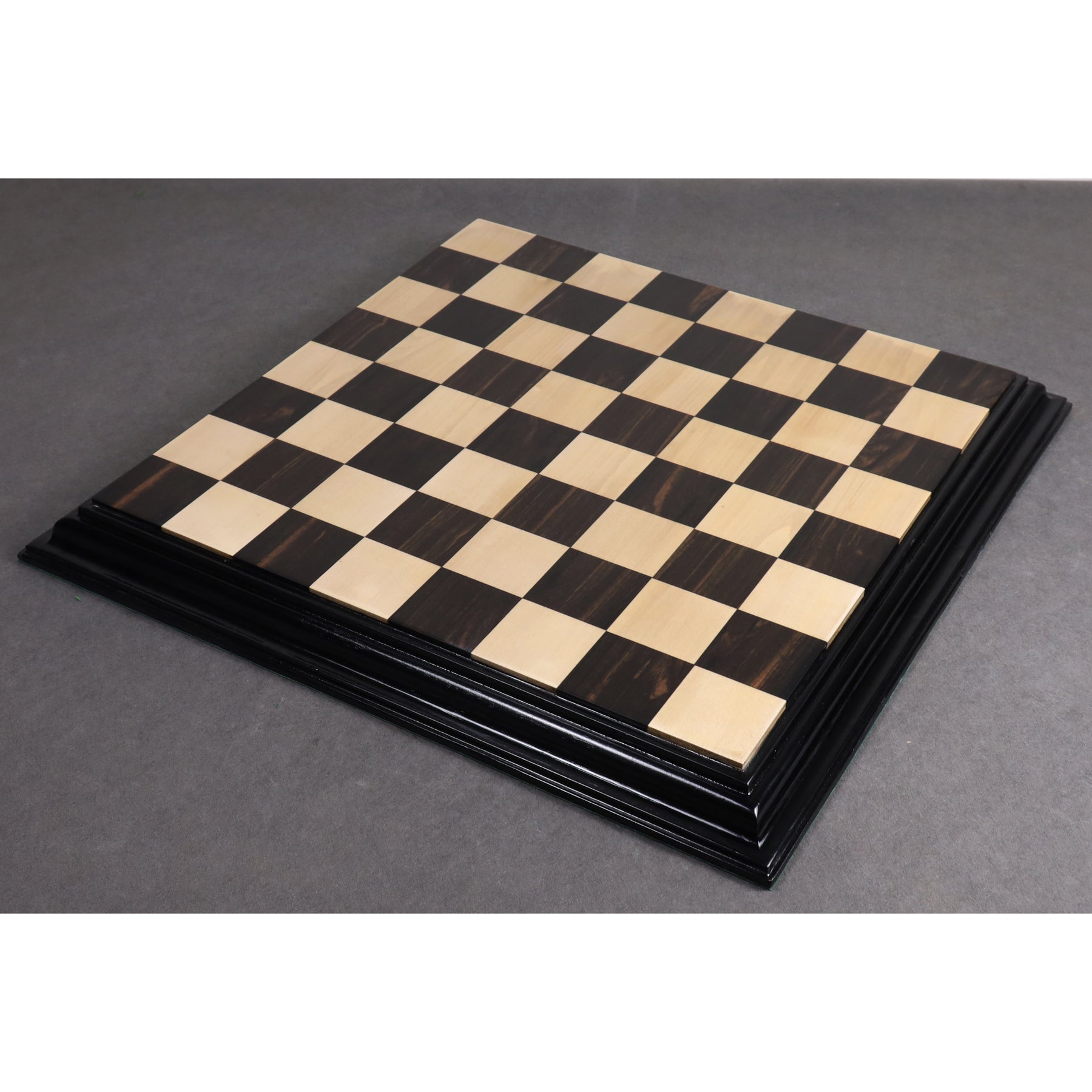 21" Ebony & Maple Wood Luxury Chess board with Carved Border- 57 mm