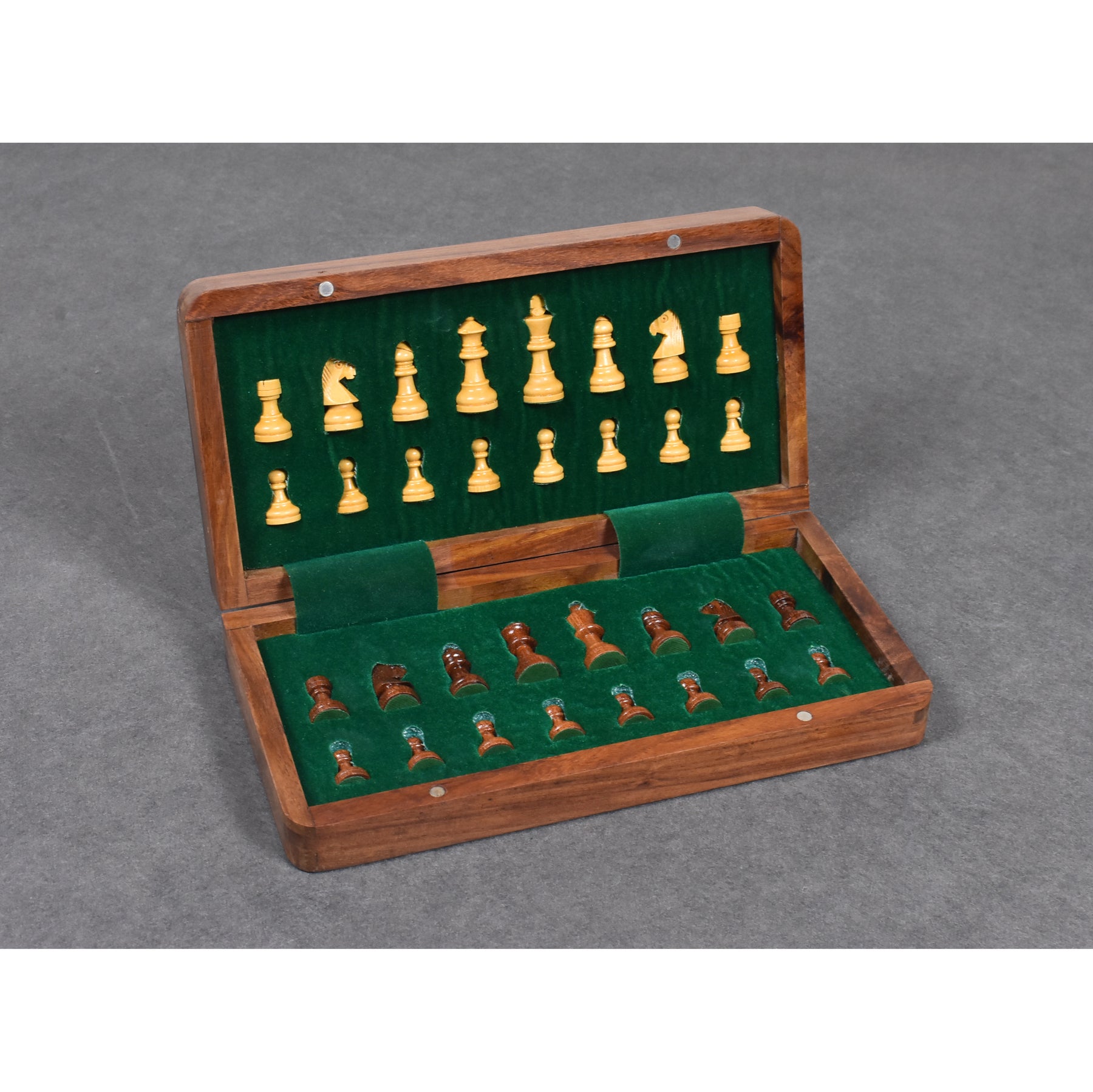 Wooden Magnetic Chess set 10" Travel Golden Rosewood