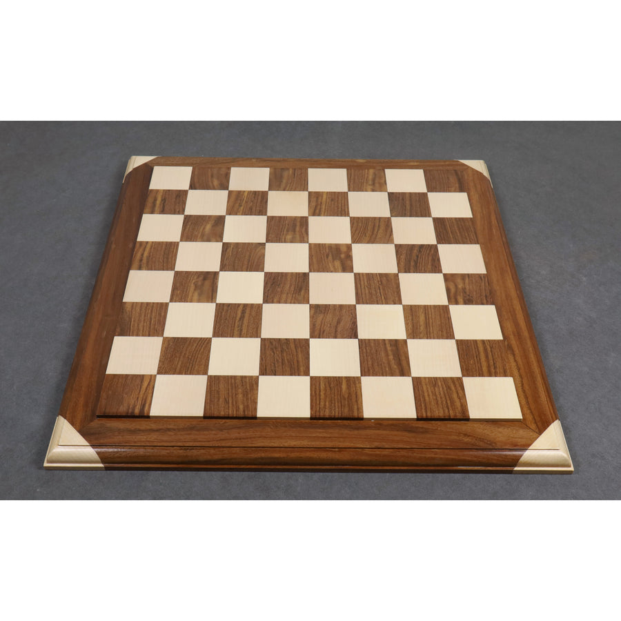 21" Golden Rosewood & Maple Wood Luxury Chessboard - Carved Border
