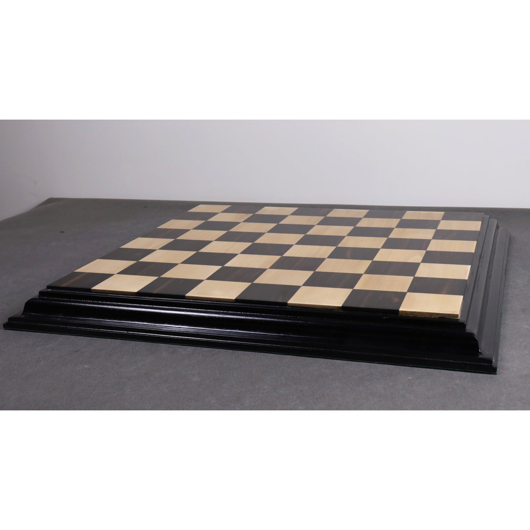 21" Ebony & Maple Wood Luxury Chess board with Carved Border- 57 mm