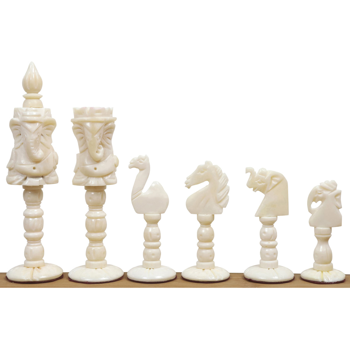 4.2" Lord Ganesh Distress Antique Camel Bone Luxury Chess Pieces