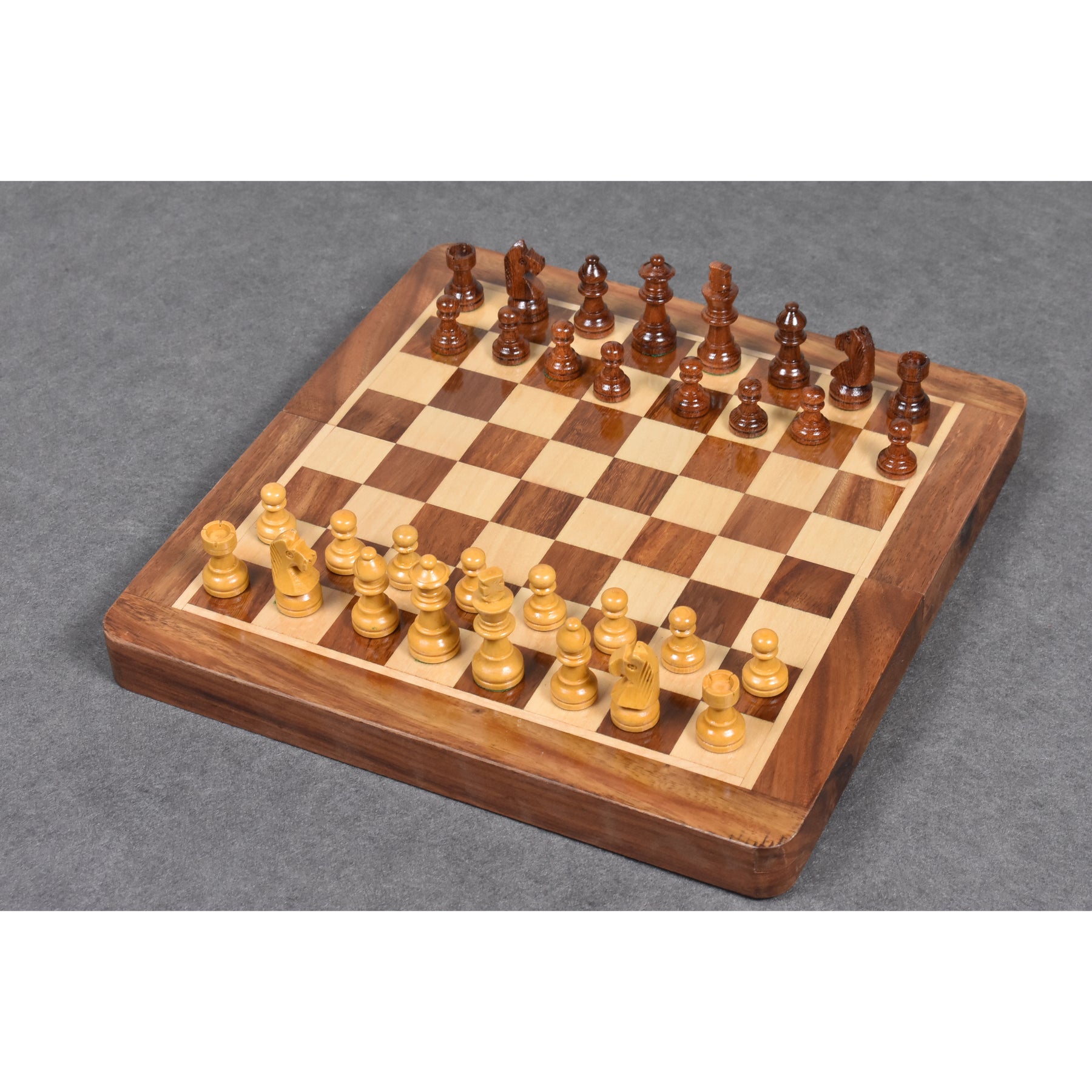 Wooden Magnetic Chess set 10" Travel Golden Rosewood