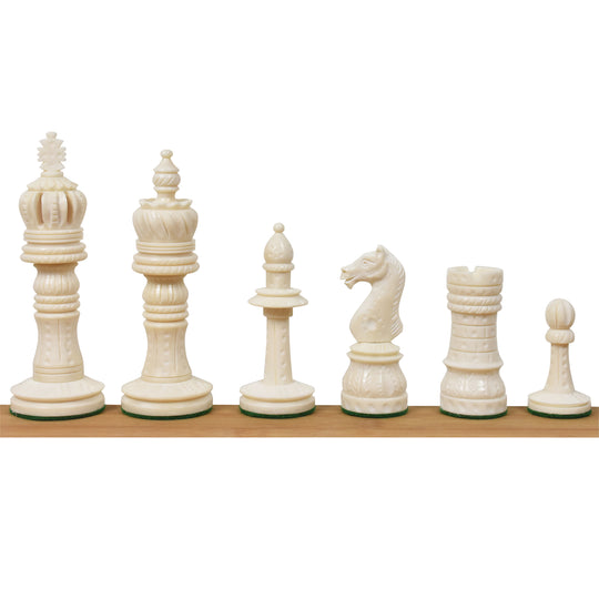 4.1" New English Hand Carved Camel Bone Chess Pieces Set-Crimson & White