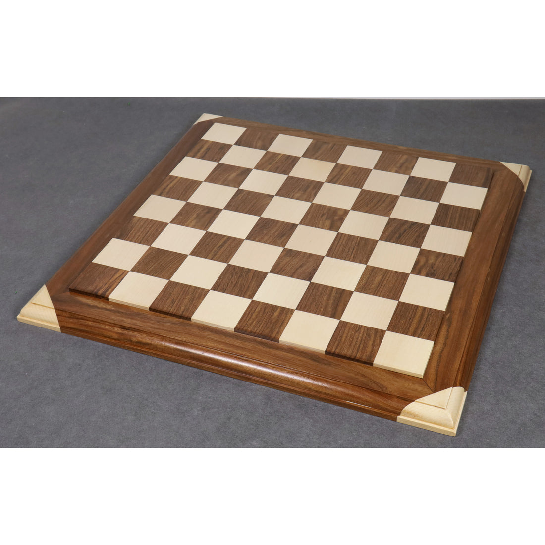 21" Golden Rosewood & Maple Wood Luxury Chessboard - Carved Border