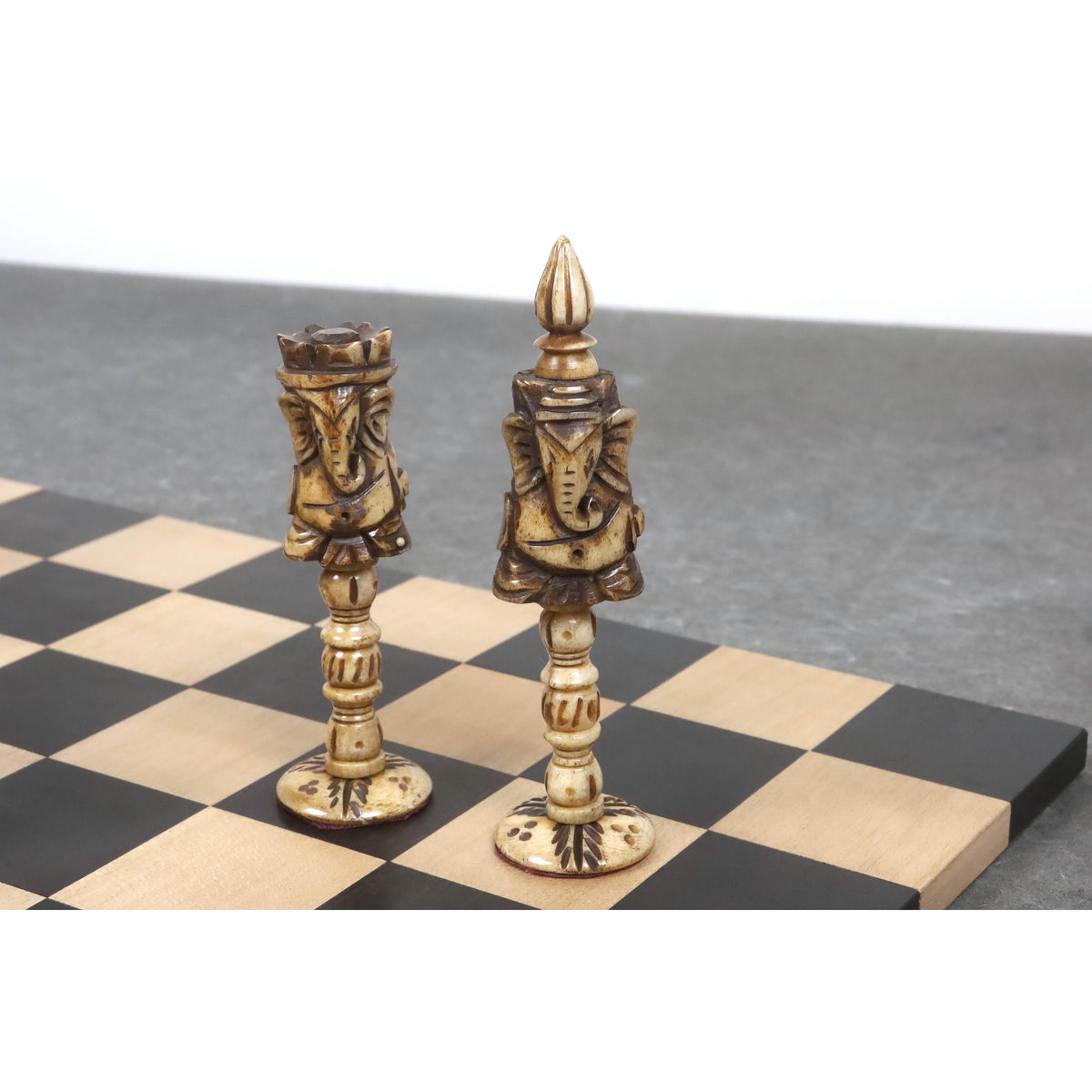 4.2" Lord Ganesh Distress Antique Camel Bone Luxury Chess Pieces
