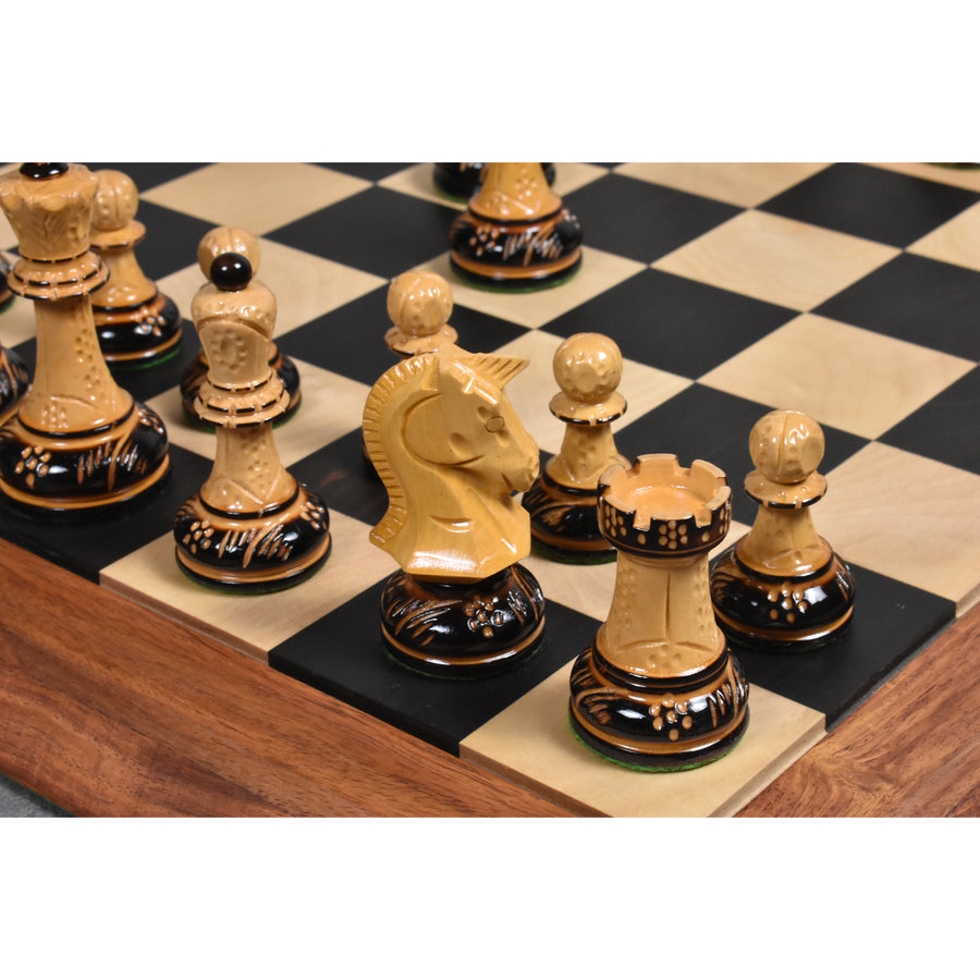 1970s' Dubrovnik Hand Carved Lacquered Chess Pieces Set
