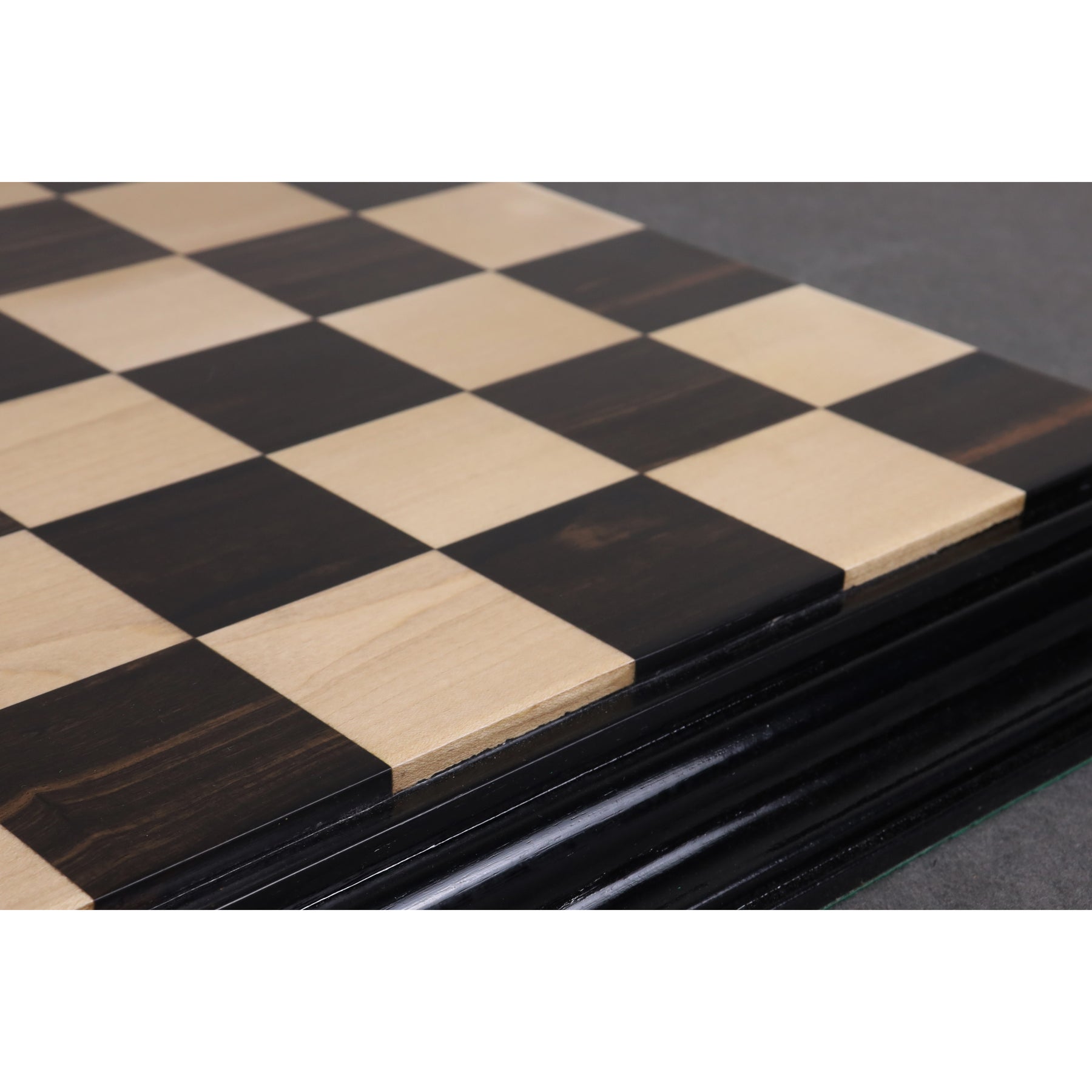 21" Ebony & Maple Wood Luxury Chess board with Carved Border- 57 mm