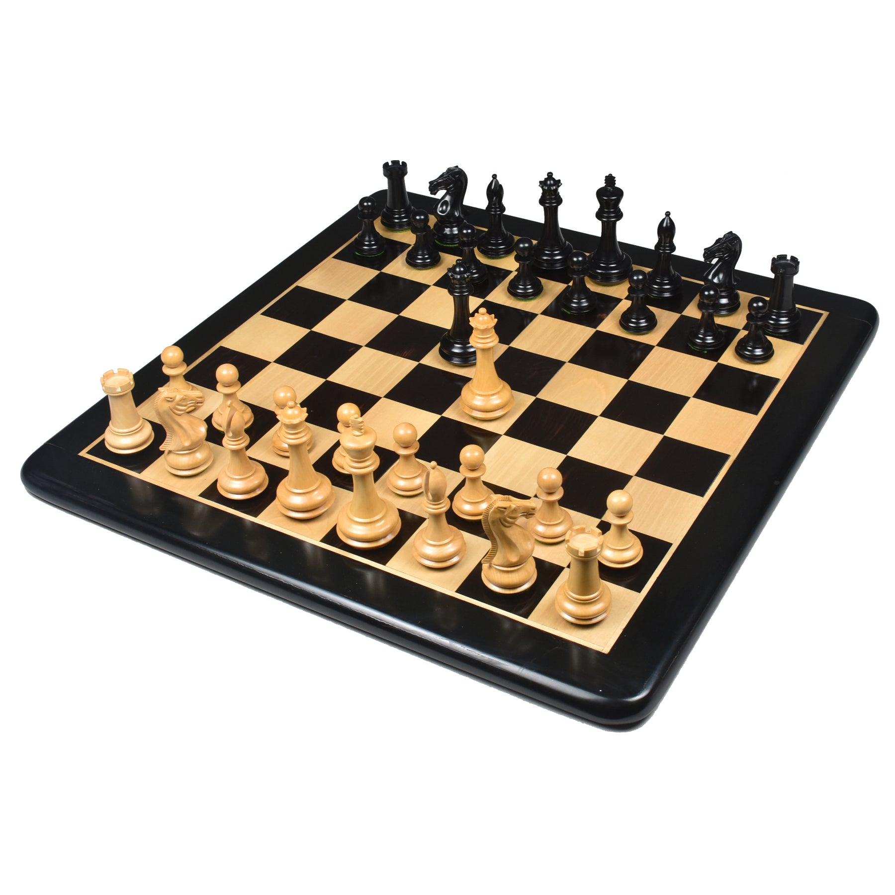 4.1" Chamfered Base Staunton Chess Pieces Only set- Triple Weighted